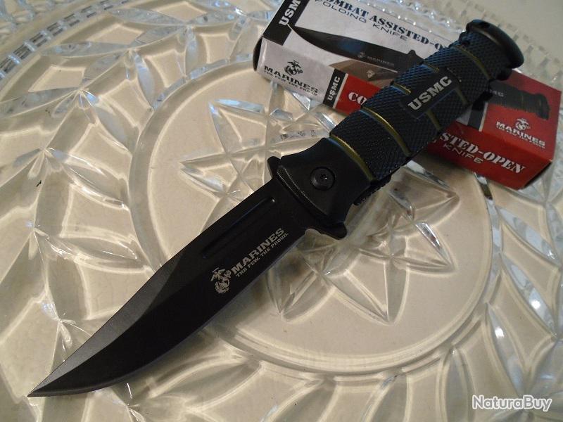 Couteau Tactical USMC Marines Combat A/O Lame Acier Inox Manche Alu ...