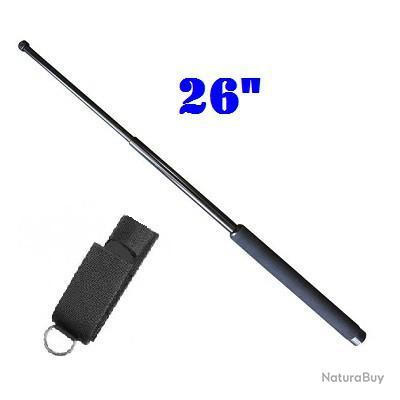 EXPANDABLE BATON 26" IN STEEL BLACK WITH HARDENED NYLON CASE ATTACH TO ...