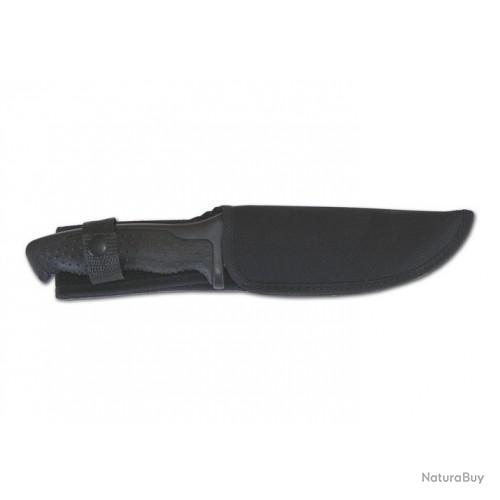 Couteau Militaire Tactique Noir Lame Crantée avec étui pour ceinture ...