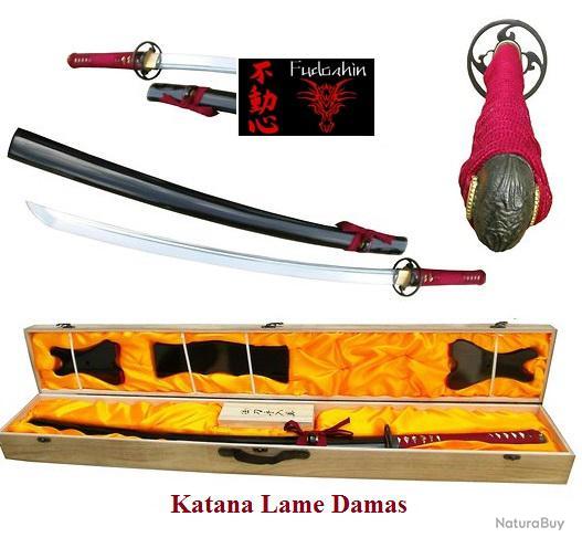 Katana Lame Type DAMAS ( Bois rouge et noir ) - Katanas (3554186)