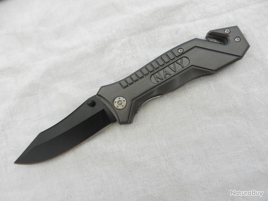 Couteau de poche tactique combat survie chasse police pompier militaire ...