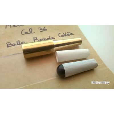 1 Mandrin Laiton Massif Gabarit cartouche papier Cal.36 balle ronde ...