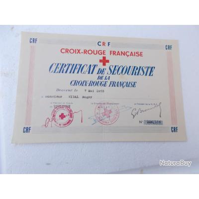 Certificat de secouriste de la croix rouge !!bon état - Insignes ...