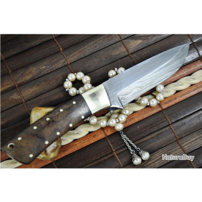 LAME DAMAS - FULL TANG - BEAU ET SOLIDE COUTEAU DE CHASSE (3 ...