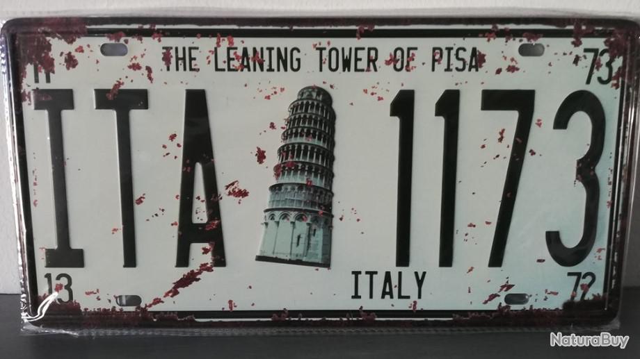 Rare plaque tôle ITALIE TOUR PISE style EMAIL 15X31cm vintage 1173 PISA ...