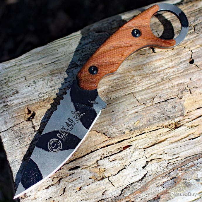 Couteau de Combat Tops Knives C.U.T. Camo Lame Acier 1095 Manche Tan ...