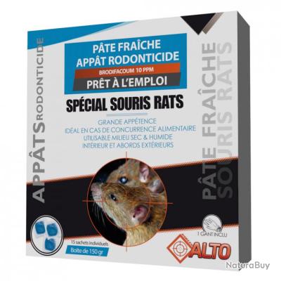 Raticide/souricide pâte fraiche brodifacoum150g - Pièges et poisons ...
