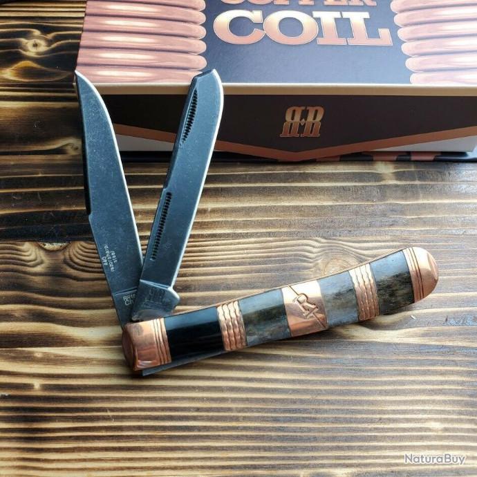 Couteau Rough Rider Copper Coil Series Trapper Manche Os Lames Acier ...