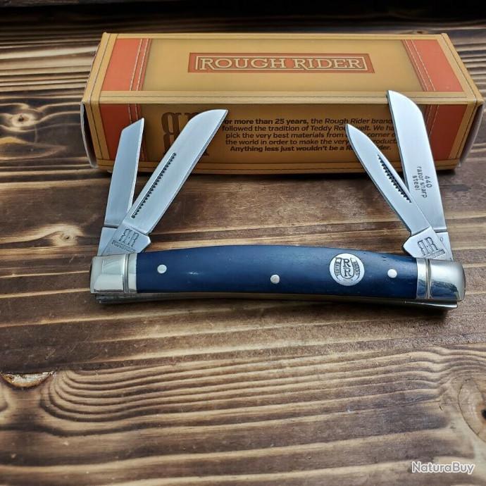 Couteau Rough Rider Whittler Blue Smooth Bone Manche Os Lames Acier 440 ...