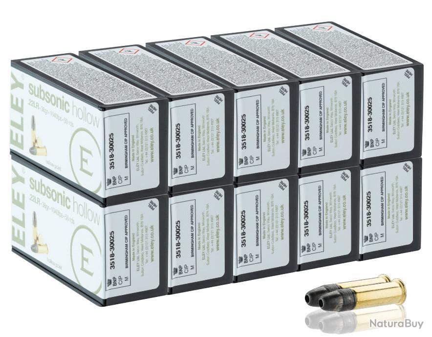 Cartouches 22LR ELEY Subsonique boite de 500 pour tir sportif ...