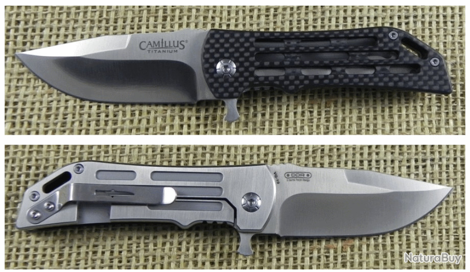 Couteau Camillus Dominator II Lame Acier VG-10 Manche Fibre Carbone ...