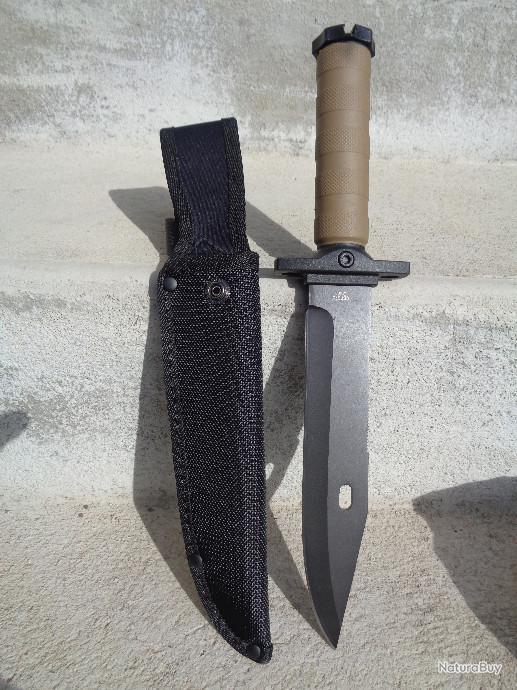 Couteau de Combat Lame Acier 3Cr13 Manche Abs Tan Etui Nylon CBR370 ...