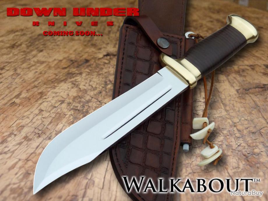 Couteau Bowie Down Under The Walkabout Lame Acier 440C Manche Cuir Etui ...