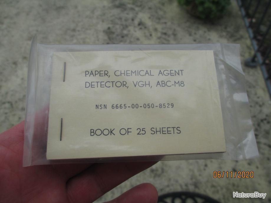 M8 Chemical Agent Detector Paper - 25 feuilles papier réactif us army ...