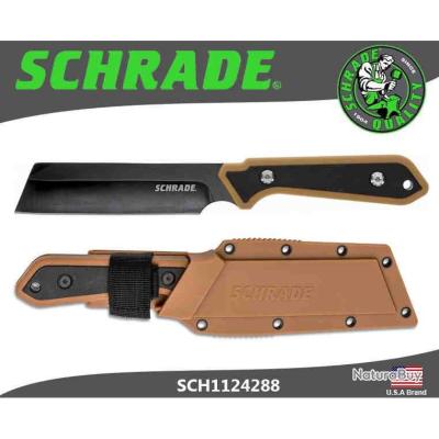 Couteau Schrade Cleaver Lame Acier 3Cr13 Manche Tan GFN Etui Polymer ...