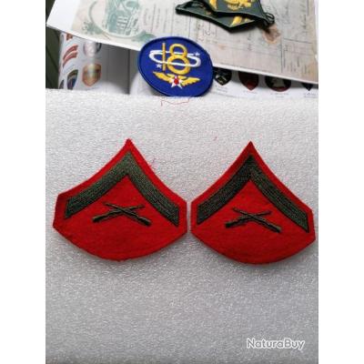 Lot de grades armée us USMC LANCE CAPORAL original - Epaulettes ...