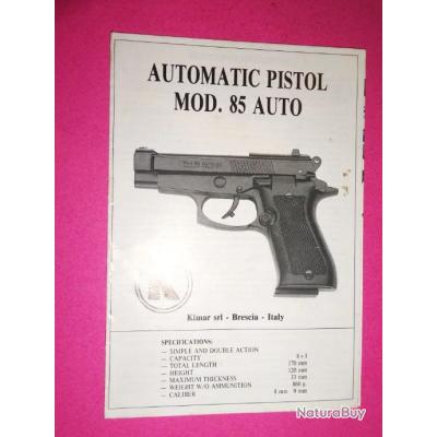 Notice origine pistolet KIMAR 85 AUTO - VENDU PAR JEPERCUTE (a3905 ...