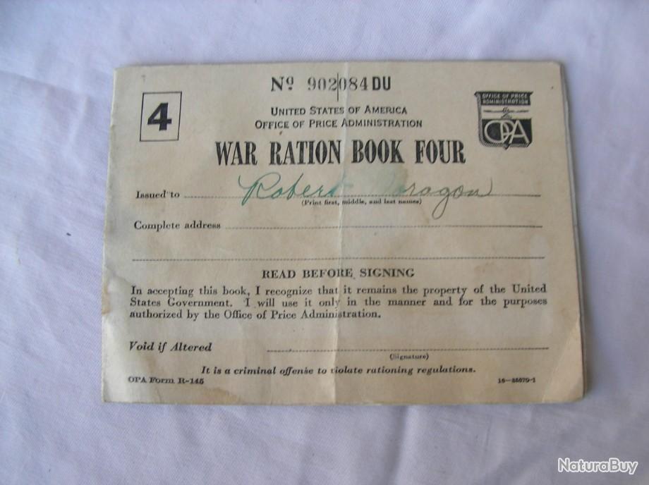 WW2 US CARNET DE RATIONNEMENT AMÉRICAIN " WAR RATION BOOK FOUR ...