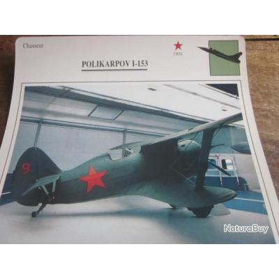 FICHE AVIATION TYPE CHASSEUR / POLIKARPOV I 153 URSS - Livres ...