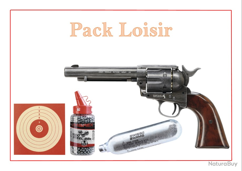 Pack Revolver CO2 SINGLE ACTION ARMY 45 BB'S +100 cibles+1500 Plombs ...