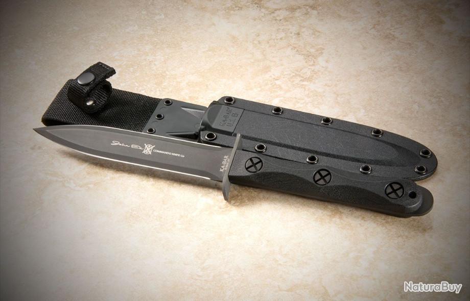 Couteau de Combat Ka-Bar Commando Model 4 Lame Carbone 1095 Manche GFN ...