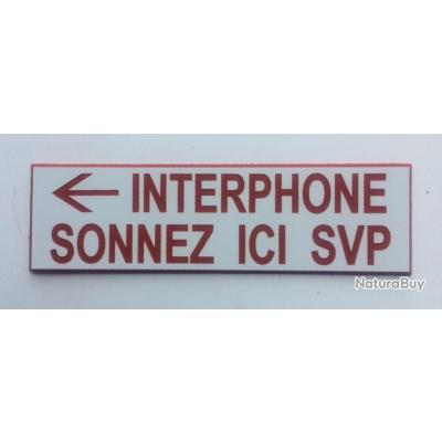 Plaque adhésive INTERPHONE SONNEZ ICI SVP (gauche) fond blanc Format ...