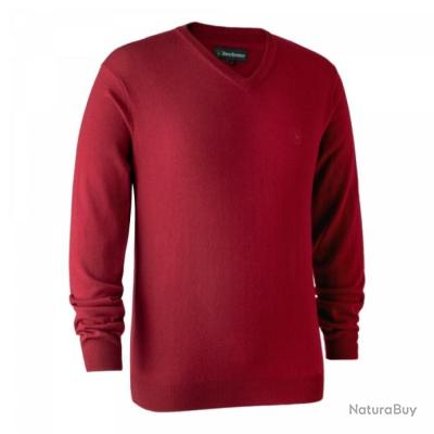 Pull col V DeerHunter Kingston Merinos Cypress Rouge - Pulls et sweat ...