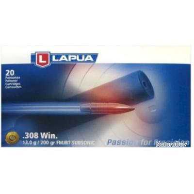Munitions LAPUA cal.308 win subsonique 200gr 13g fmjbt par 20 - Balles ...