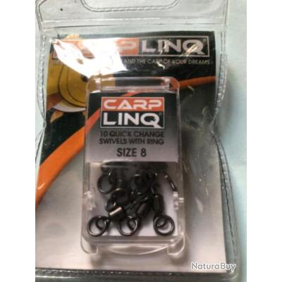 10 émerillon accroche rapide avec anneau N 8 Carplinq pêche carpe ...