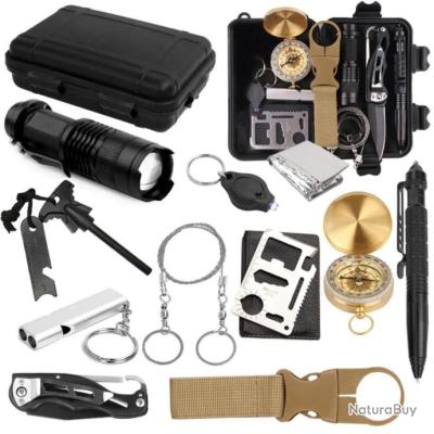 KIT DE SURVIE MILITAIRE DOMINATOR 12 EN 1 VOYAGE RANDONNÉE COUTEAU ...