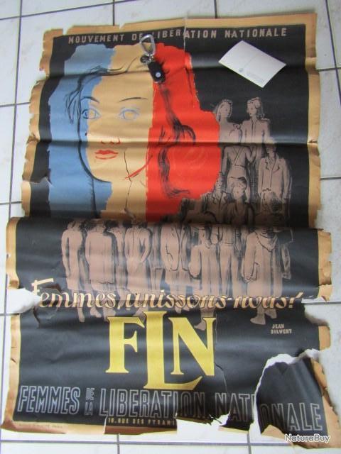 Affiche politique fin seconde guerre ww2 FLN Femme Libé Nle libération ...