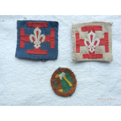 3 anciens insignes de scout en tissu - Insignes de beret - Insignes de ...