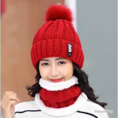 Bonnet et Cache coup, collection FEMME 2022 coloris ROUGE ....LIVRAISON ...