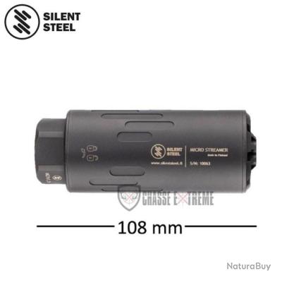Silencieux SILENT STEEL Micro Streamer 108mm Noir Cal 7,62x39 - Silencieux et modérateurs de son ...