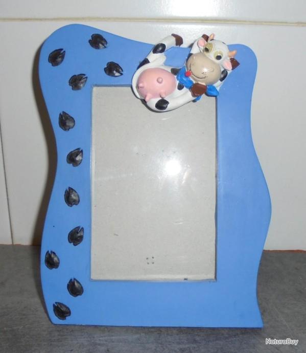 VINTAGE NEUF DE STOCK CADRE PHOTO DECOR VACHE EN RELIEF DOOKIE COW ...
