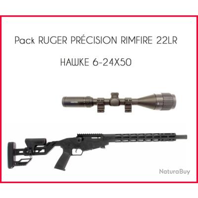 Pack RUGER PRÉCISION RIMFIRE 22LR HAWKE 6-24X50 - Carabines de tir sportif 22Lr (9783776)