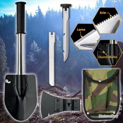 Pelle de Survie Tactique 40 cm 4 en 1 Hâche / Scie / Lame - Kits de ...