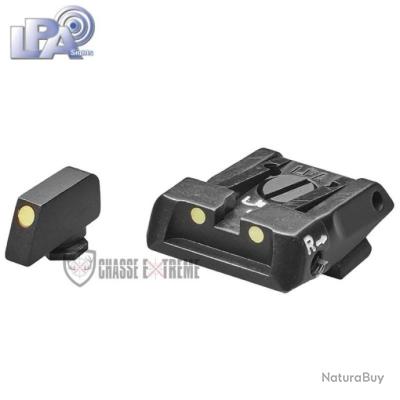 Hausse et Guidon Fibre Optique LPA pour Glock 17 à 35 Luminova ...
