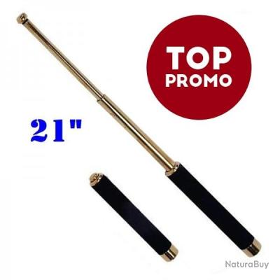 MATRAQUE TÉLÉSCOPIQUE ACIER GRIP MOUSSE 21 POUCES DORÉ - Matraque ...