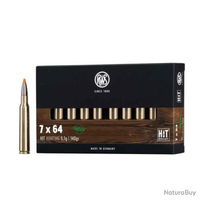 Munitions RWS 7x64 HIT Green 9.1g 140gr x5 boites - Balles Calibre 7x64 ...