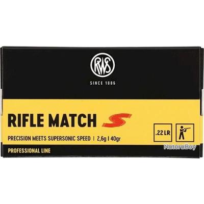 RWS 22 LR Rifle Match S 2.6g 40gr x1 boite - Munitions - Balles 22LR ...