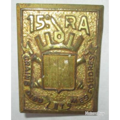 15° Régiment d'Artillerie, rectangle doré, dos guilloché - Insignes ...