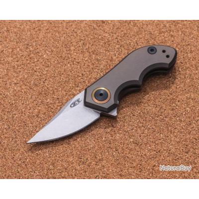 Couteau Zero Tolerance Small Galyean Bronze Manche Titane Lame Acier ...