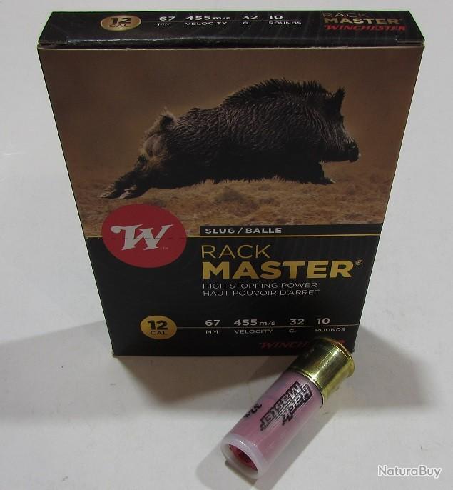 Boite de 10 cartouches winchester slug rackmaster cal 12/67, balle de ...