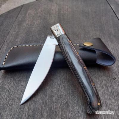 Trés Grand Couteau Italien Manche en Bois Étui en cuir - Couteaux ...