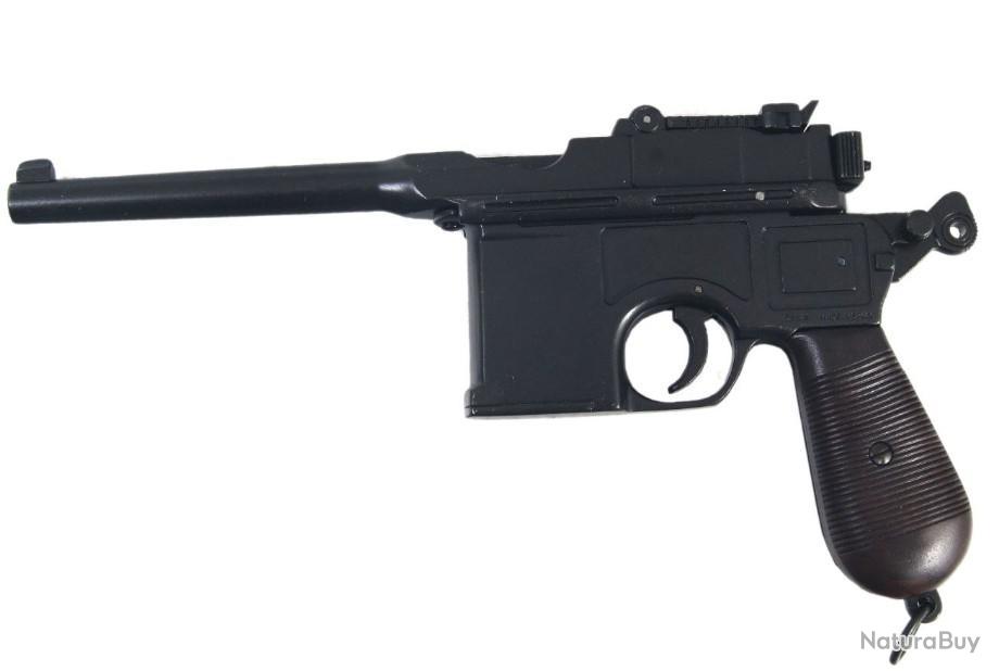 Pistolet Mauser C96 plaquettes bois DENIX FACTICE WW1 WW2 Allemagne ...