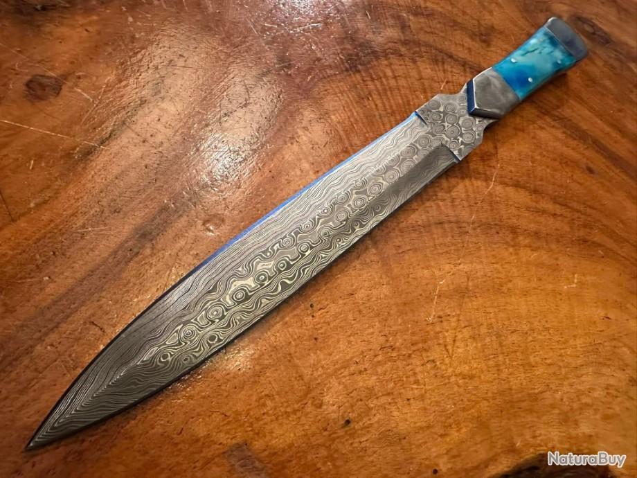 DAGUE DE CHASSE - OS PIGMENTE - DOUBLE TRANCHANT DAMAS - LAME DE 26 CM ...