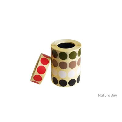 Rouleaux de 1000 pastilles/gommettes MTS blanches + marron 20 mm ...