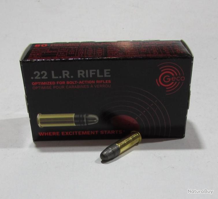 Lot 1000 cartouches 22lr, Geco Rifle , plombs, 40 grains - Munitions ...
