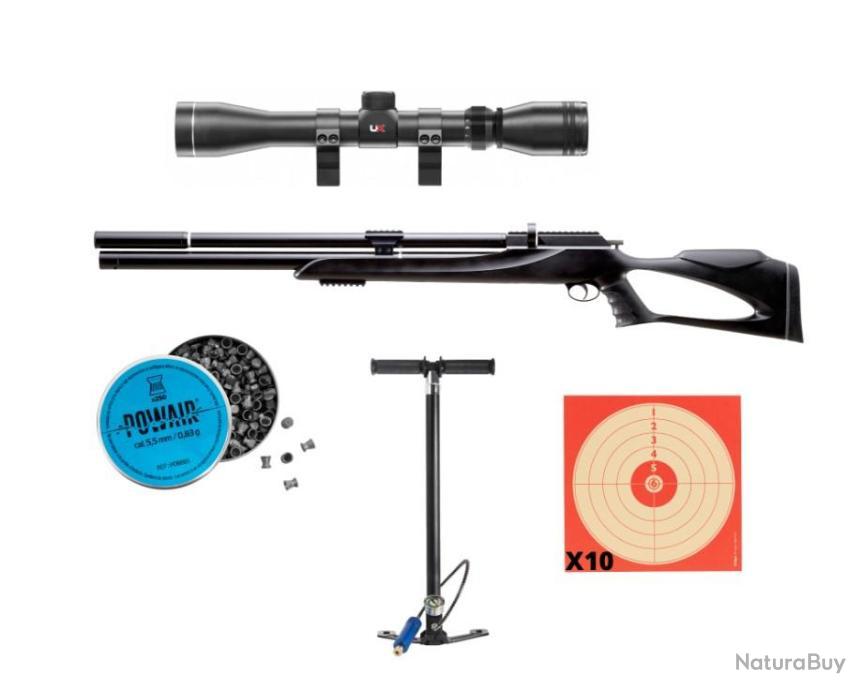 Pack Carabine M25 PCP C5.5 38J + Lunette + Pompe + Cibles + Plombs ...